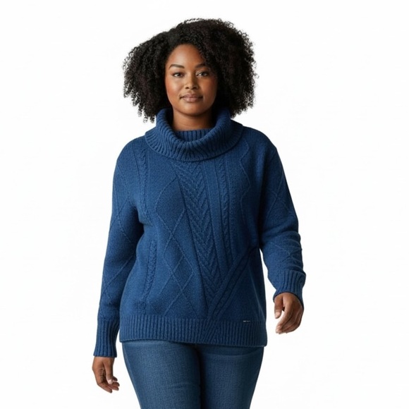 Blue Willi's | Sweaters | Blue Willis 0 Cotton Deep Blue Cable Knit ...